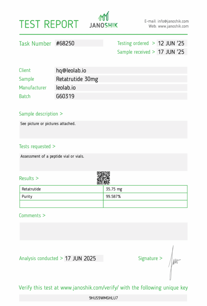 Retatrutide 3-rd Party Test Report | #68250 | Leolab™